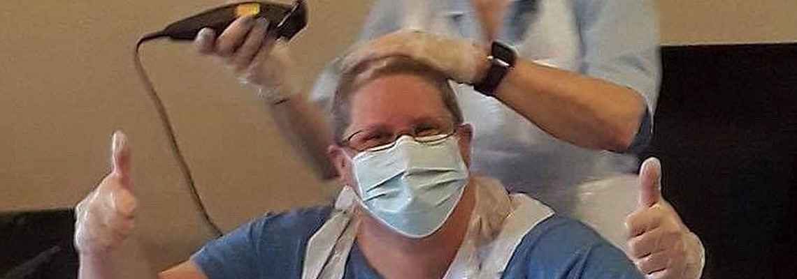 Bupa carer shaves head for charity | Care homes | Bupa UK